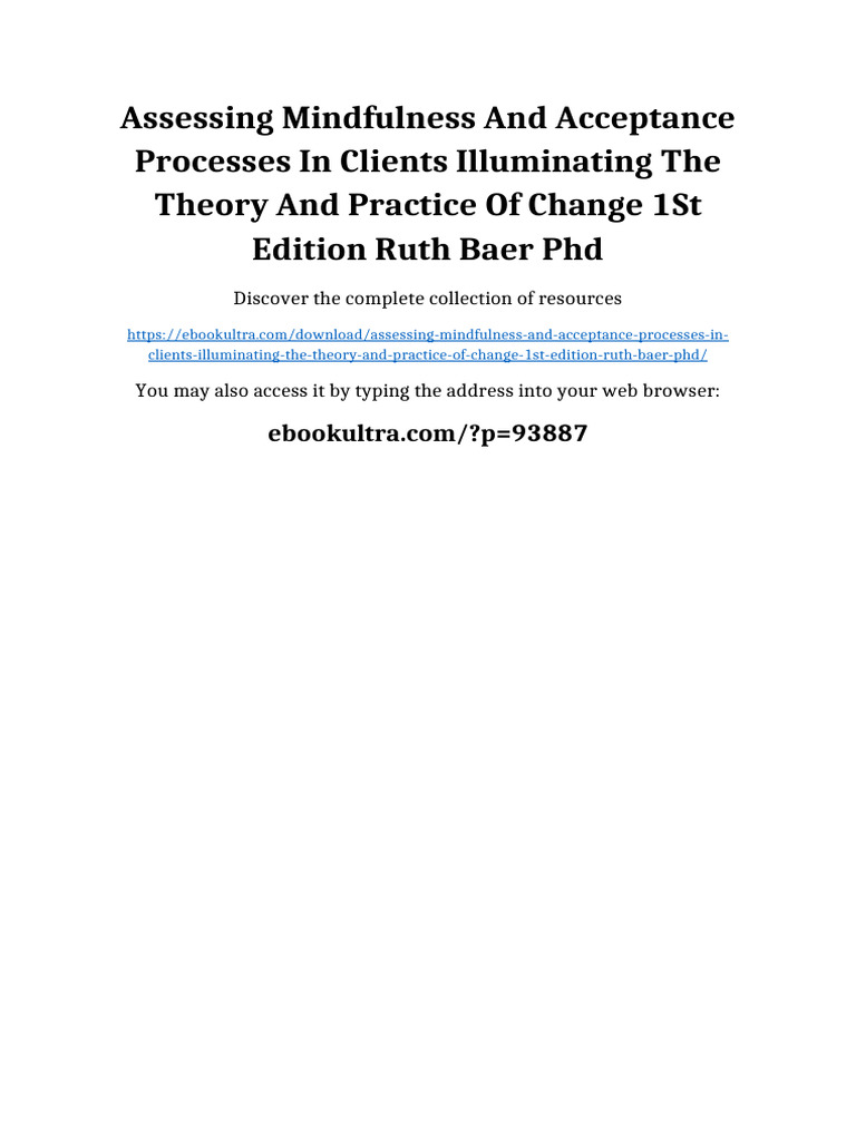 Assessing Mindfulness and Acceptance Processes in Clients Illuminating ...
