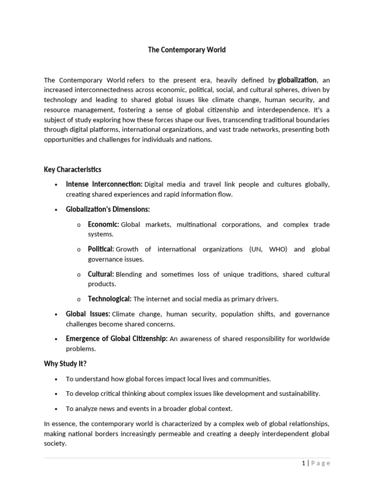 The Contemporary World Learning Materials | PDF | Globalization ...