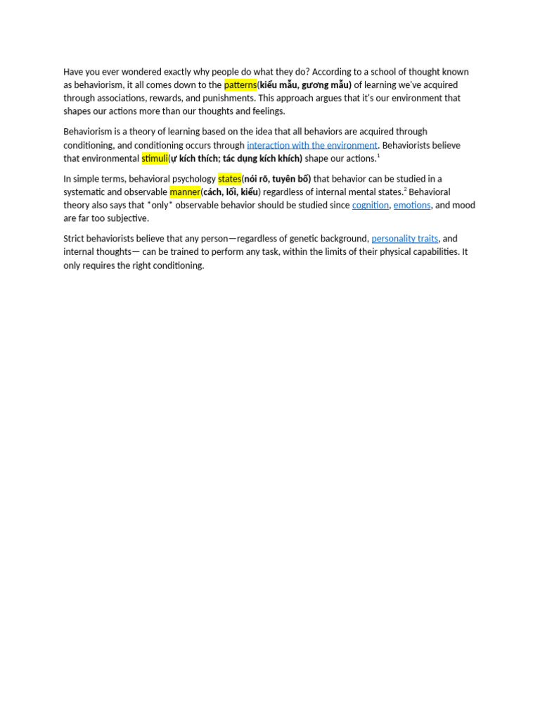 Verywellmind – Behavioral Psychology | PDF | Behaviorism | Classical ...
