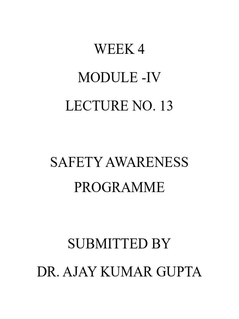 Swayam Safety Awareness Program | PDF | Safety | Occupational Safety ...