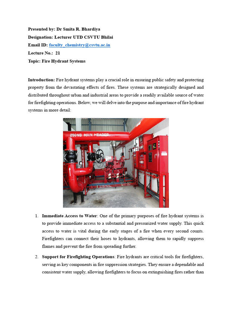 Lecture 21 Fire Hydrant System | PDF | Firefighting | Fires