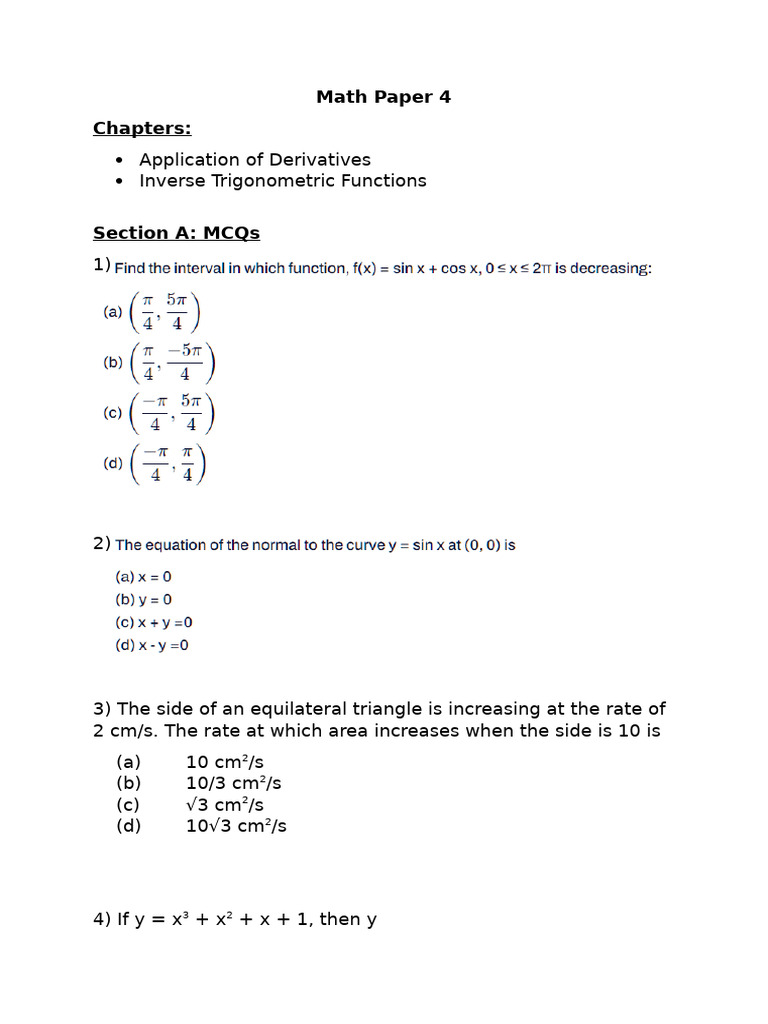 Math Paper 4 | PDF