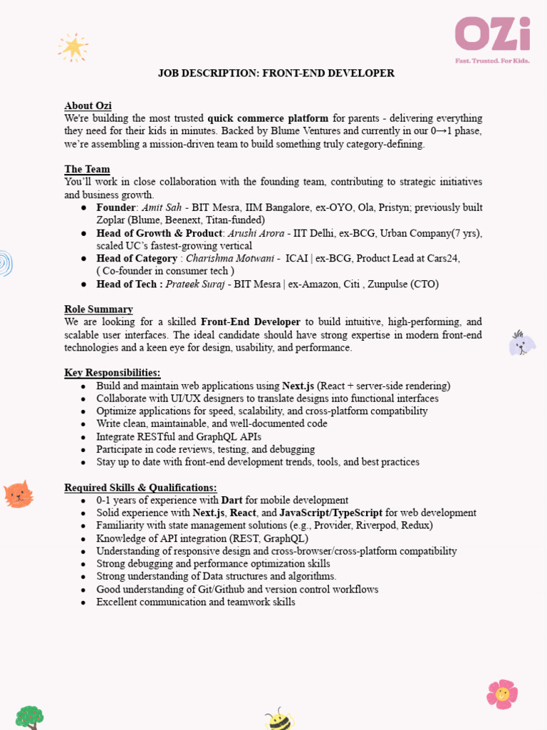 JD Front-End Developer OZi | PDF | Web Development | Software