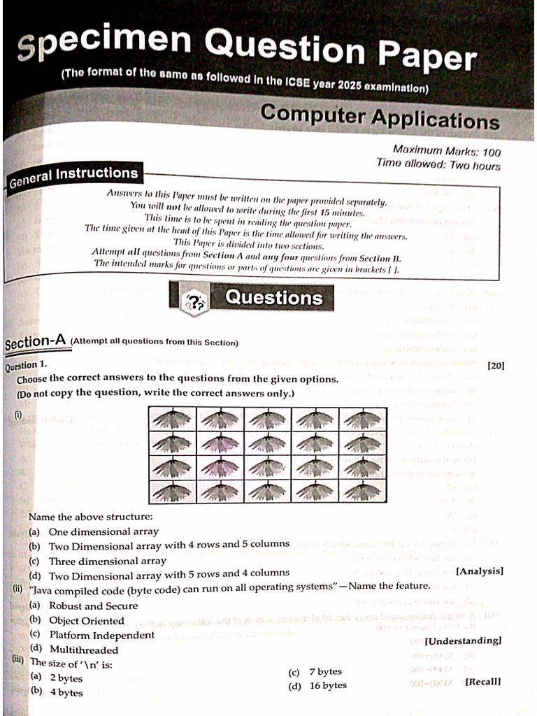 Sample Question Papers ICSE Class X Computer Science | PDF