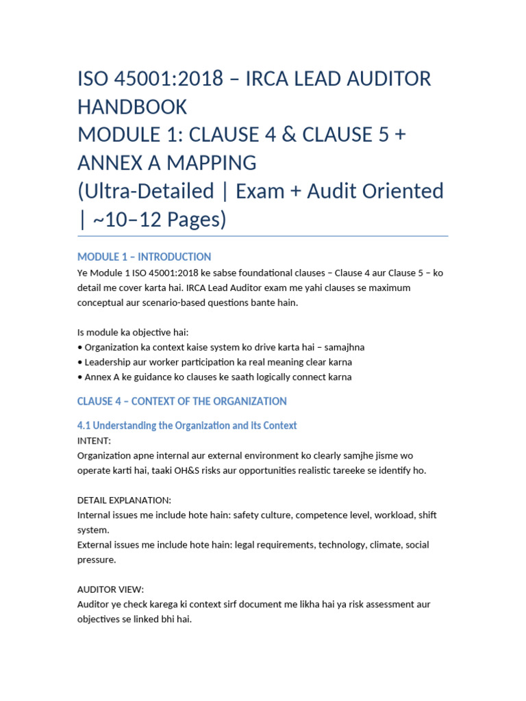 MODULE_1_Clause_4_5_AnnexA_IRCA | PDF | Business
