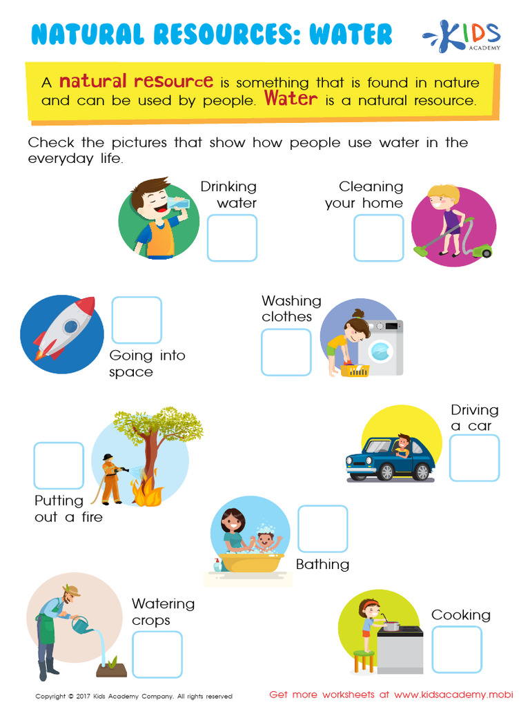 Grade 2 Natural Resources Water Worksheet | PDF