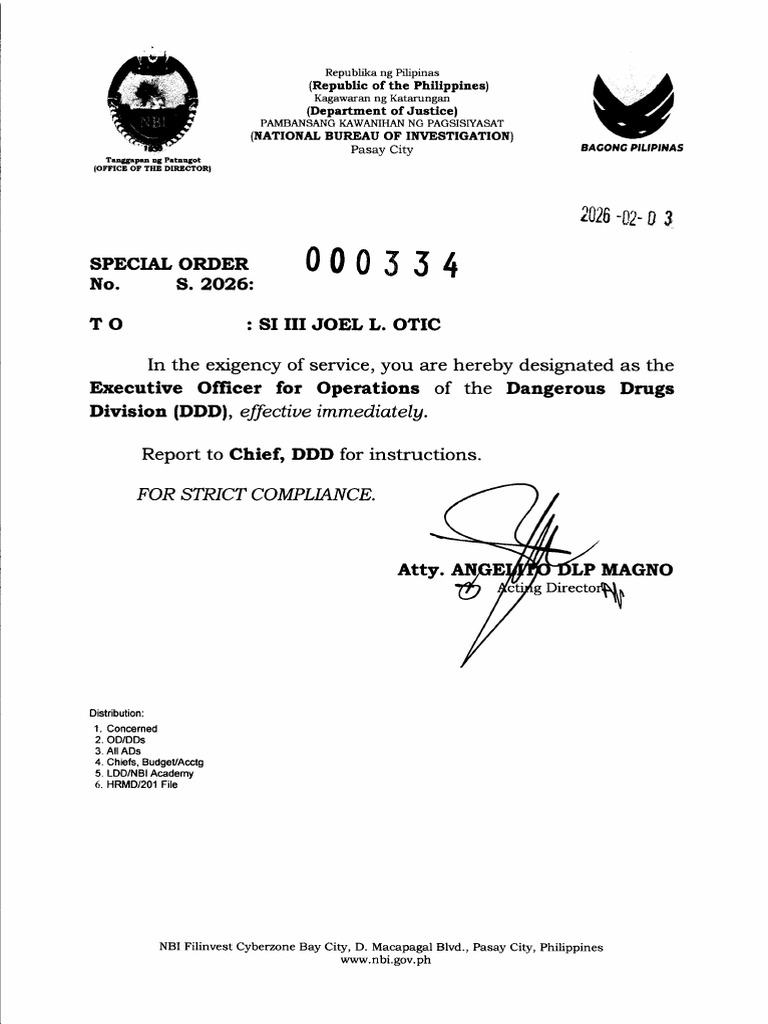 Special Order No. 000334 S. 2026 | PDF
