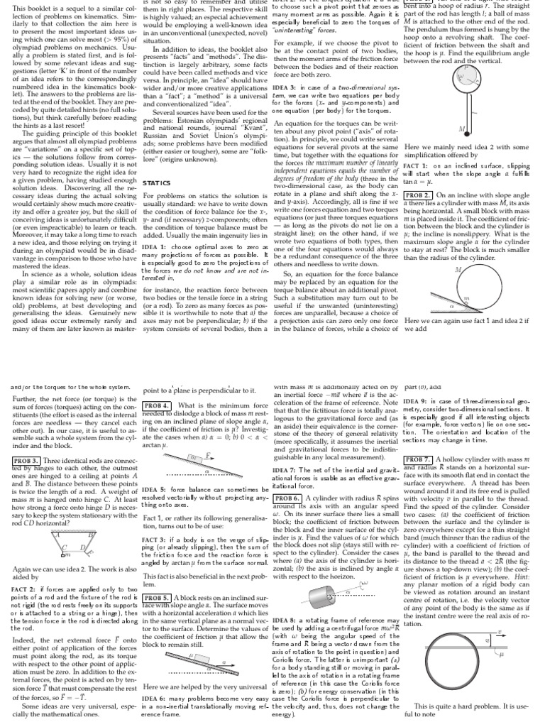 Jaan Kalda Handouts | PDF | Force | Torque