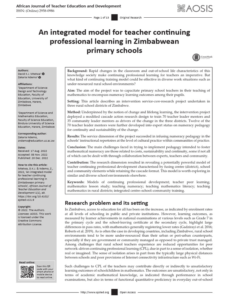 An Integrated Model for Teacher Continuing Profess | PDF | Teachers ...