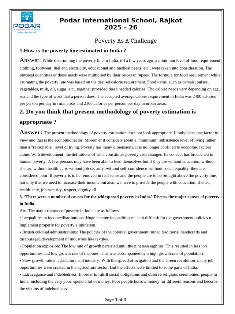 class 9- Eco 3 | PDF | Poverty | Poverty & Homelessness