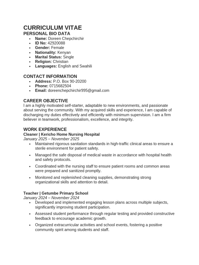 Curriculum Vitae Updated | PDF | Teachers | Nursing