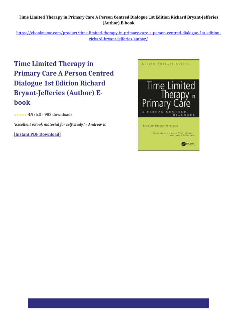 Time Limited Therapy in Primary Care A Person Centred Dialogue 1st ...