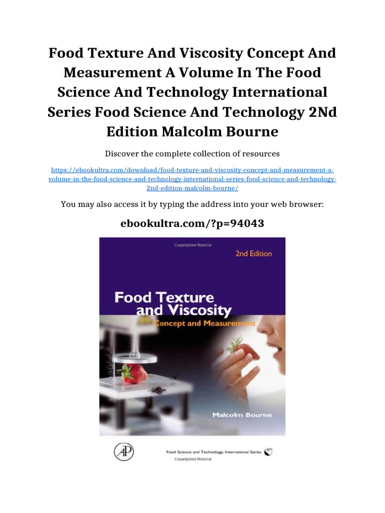 Food Texture and Viscosity Concept and Measurement A Volume in the Food ...
