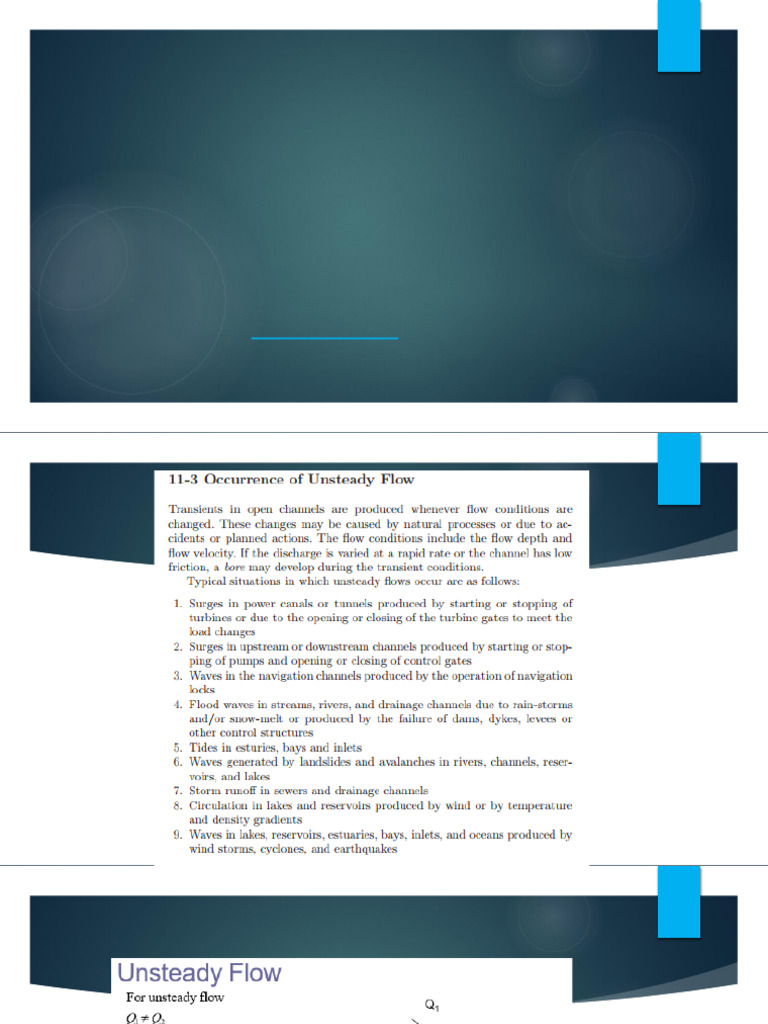 Lecture 13- Unsteady Flow | PDF
