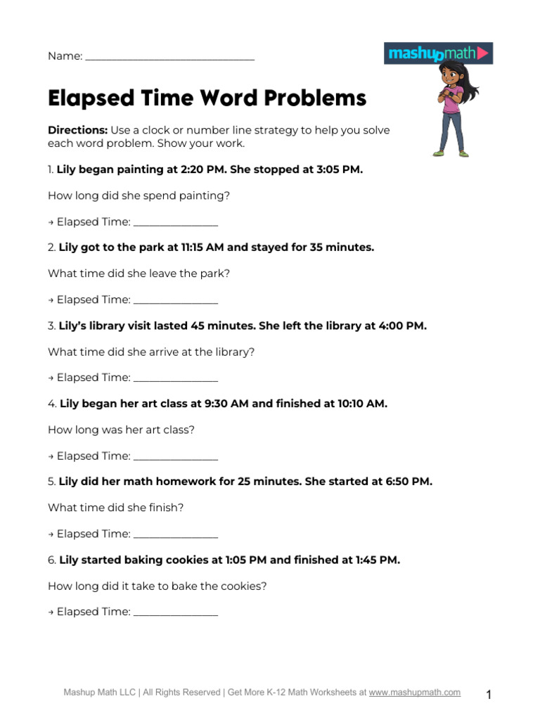 Elapsed+Time+Word+Prob(B)Grade 3 | PDF