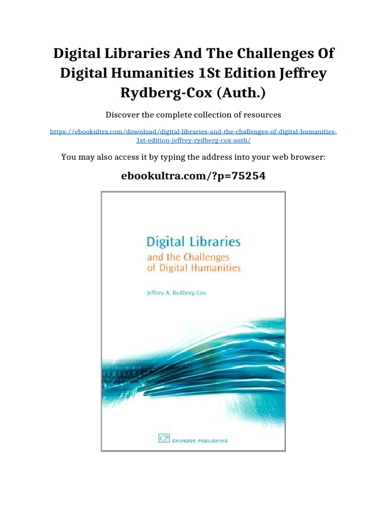 Digital Libraries and the Challenges of Digital Humanities 1st Edition ...