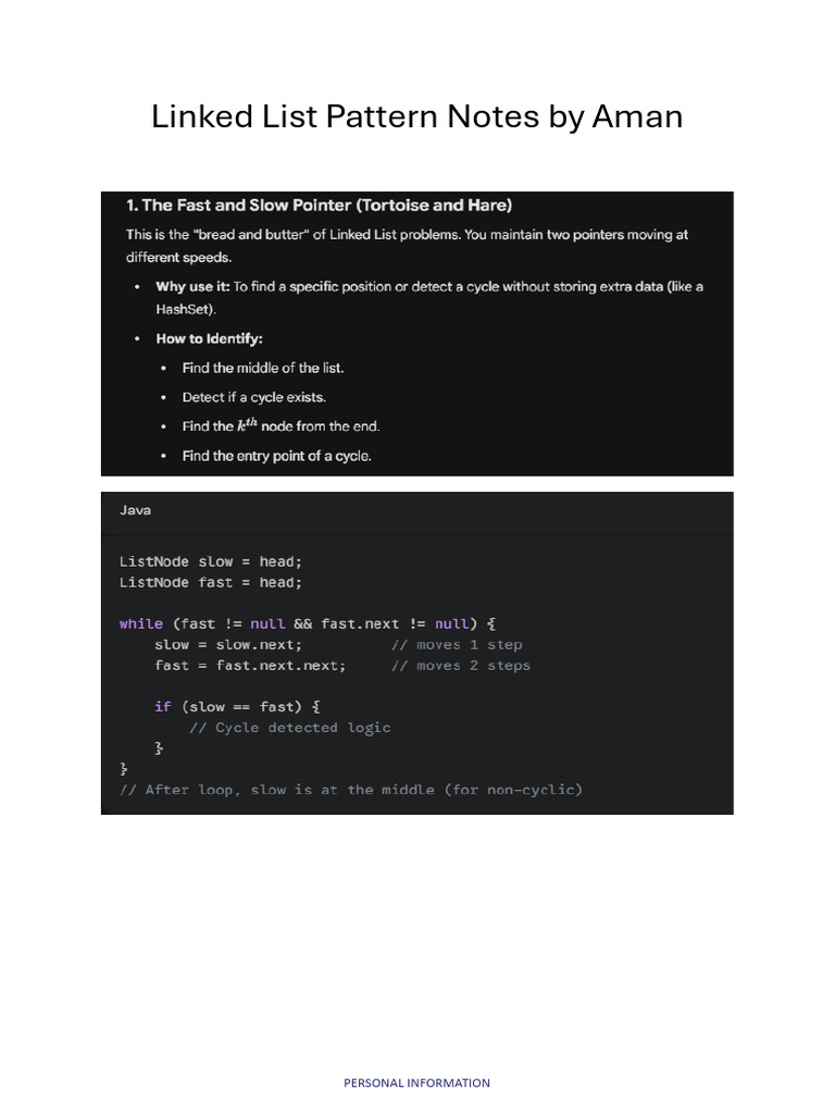 Linked List Notes by Aman | PDF