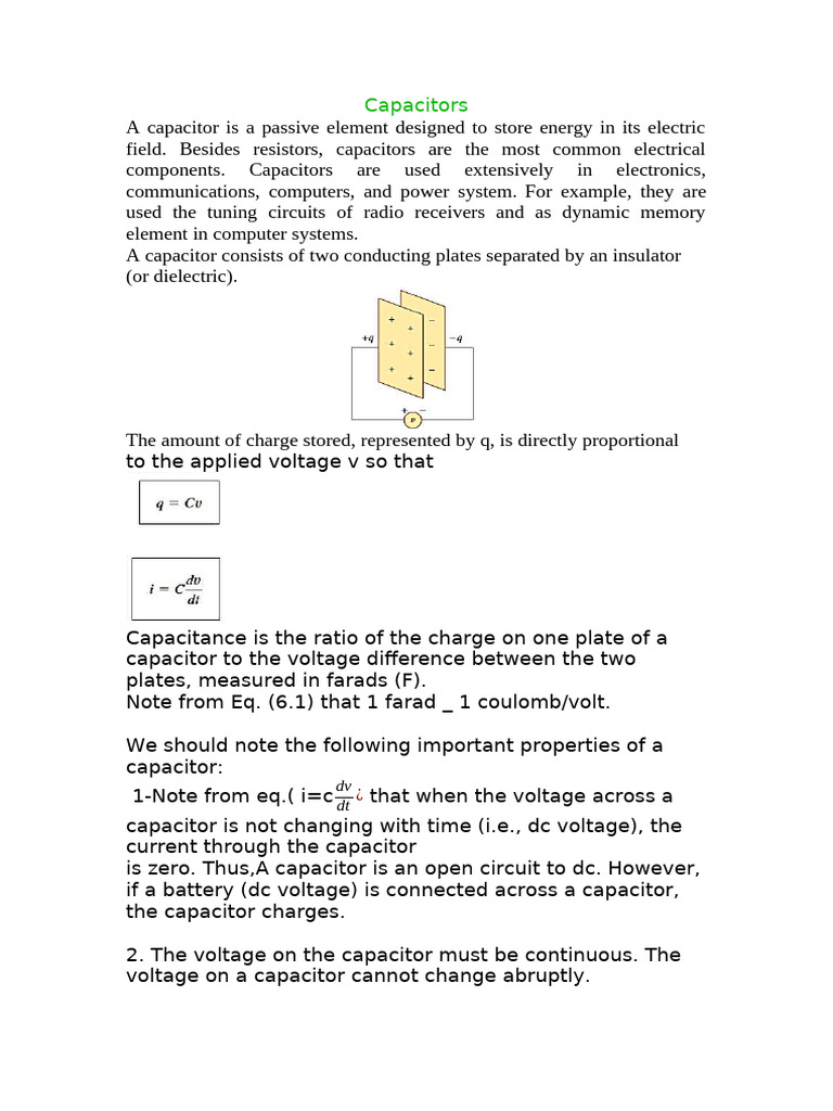 Capacitors | PDF | Capacitor | Electrical Network