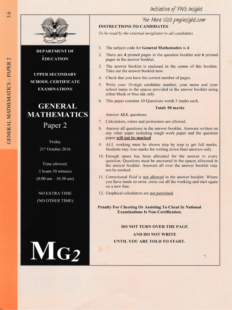 2016 Gen Math Paper 2 | PDF | Interest