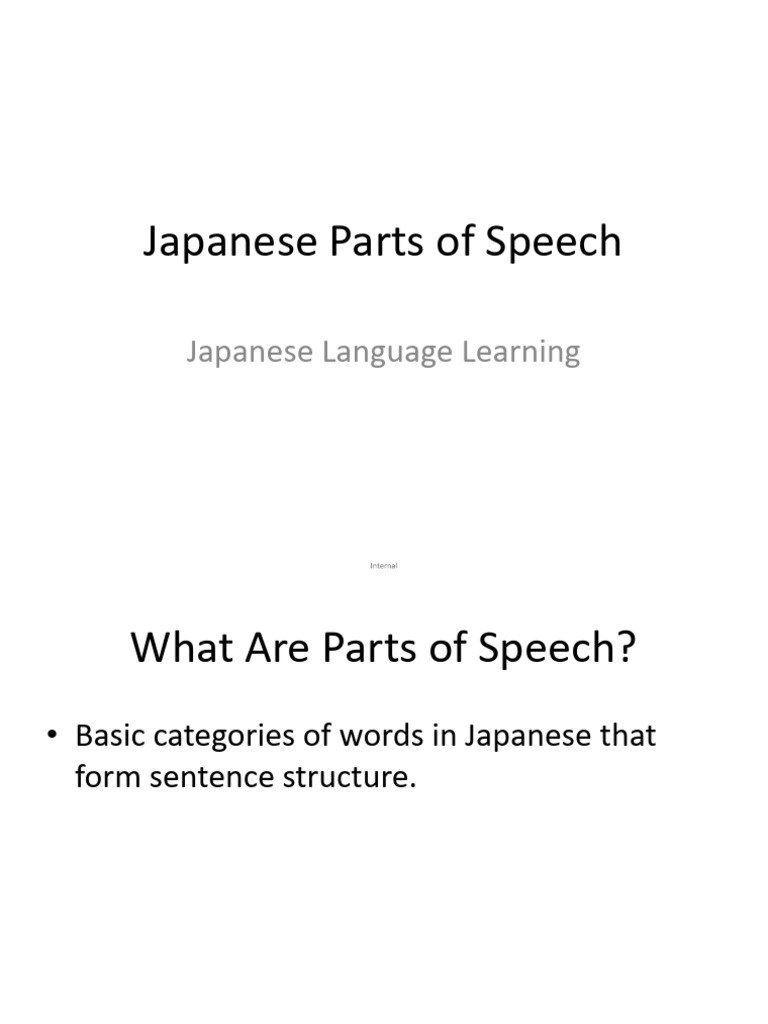 Japanese Parts of Speech | PDF