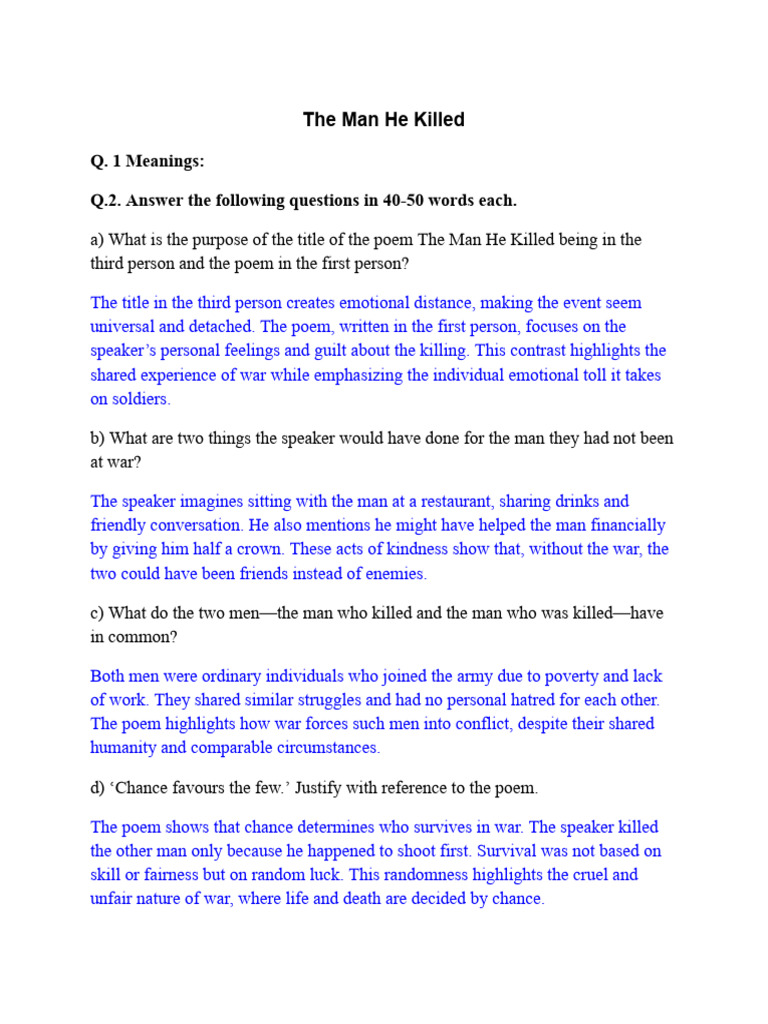 1766924563169.The man he killed (1) | PDF | Guilt (Emotion) | Poetry