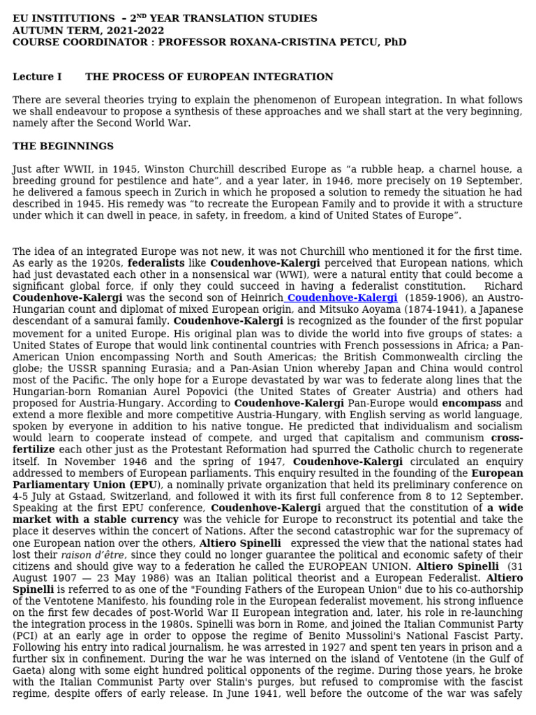 Anul II Traducatori Note de Curs Si Fise de Lucru Institutions Oct 2021 ...