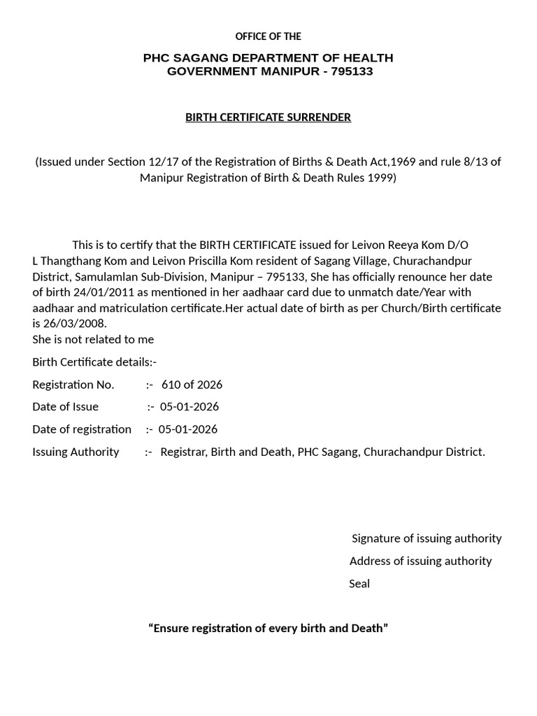 Birth Surrender | PDF