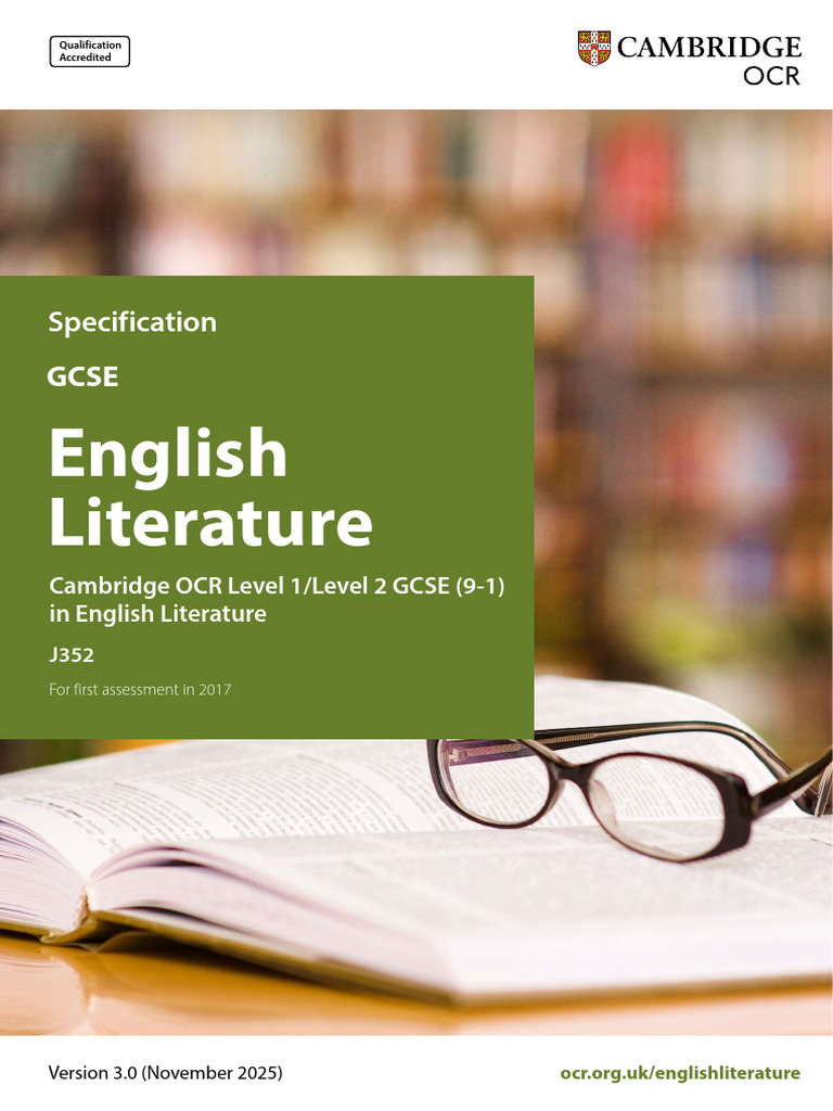 Specification Accredited Gcse English Literature j352 | PDF