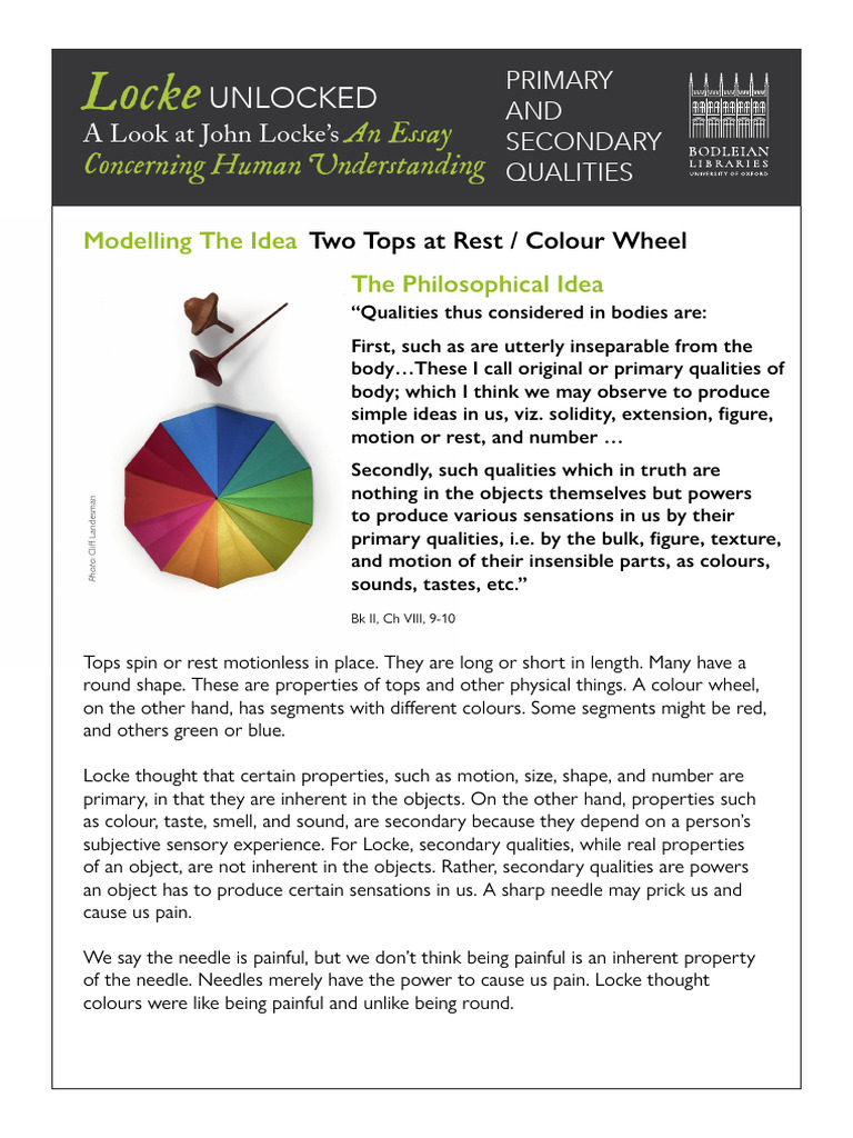 John Locke Teaching Activities - Primary and Secondary Qualities | PDF ...