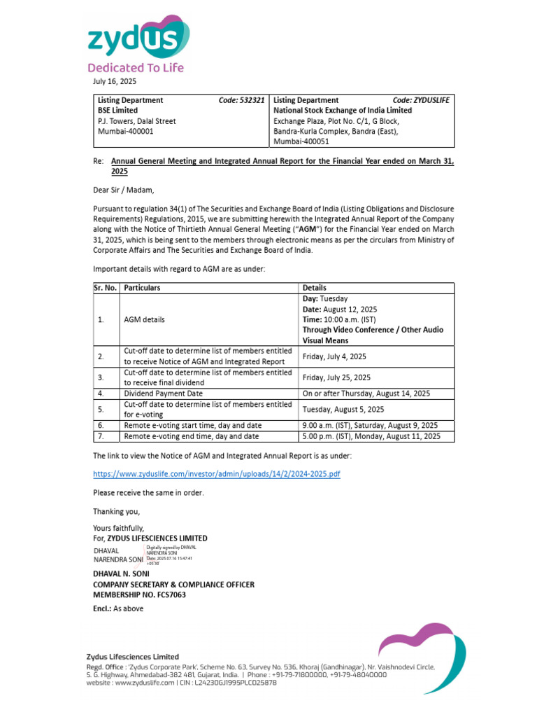 Zydus Annual Report | PDF | Phases Of Clinical Research | Medicine