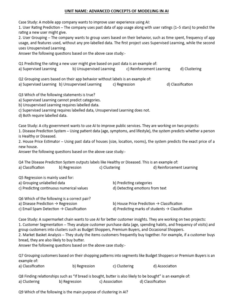 Worksheet - Advanced Concepts of Modeling in Ai | PDF | Artificial ...