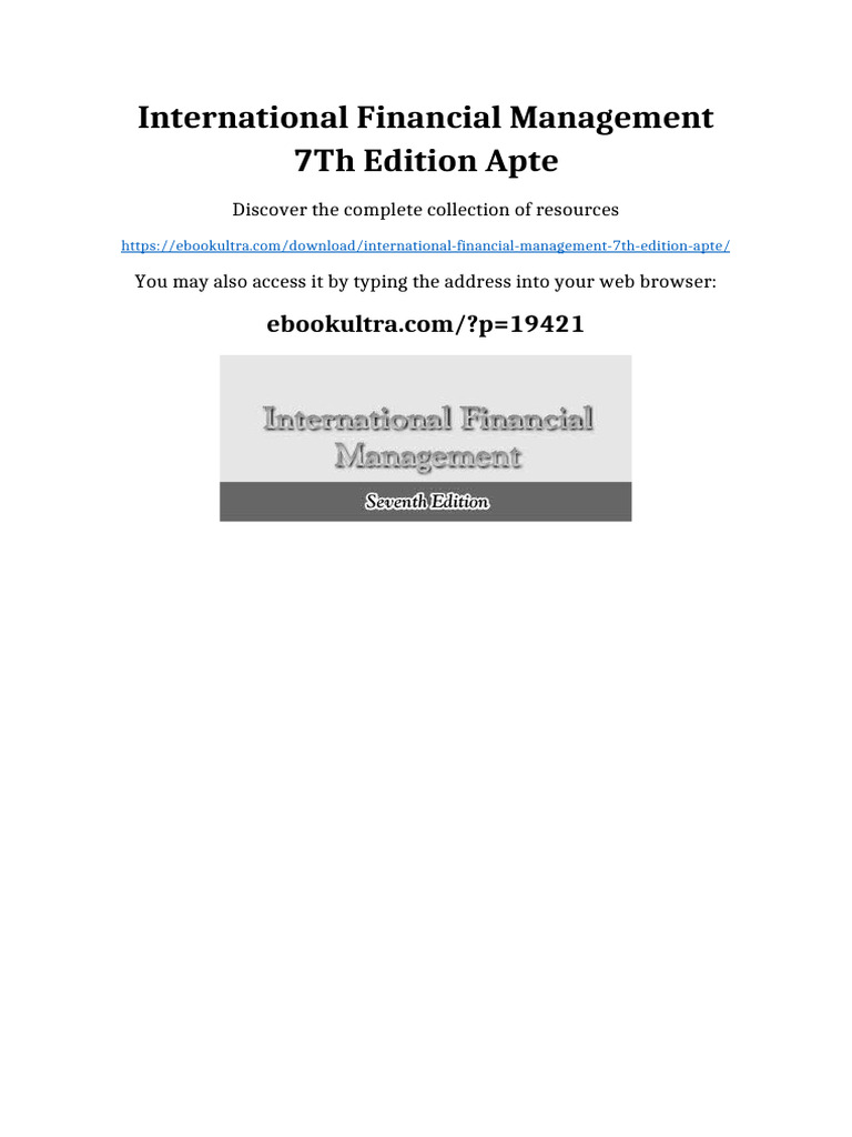 International Financial Management 7th Edition Apte Digital Version ...