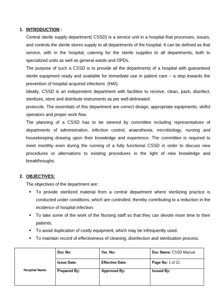 02 CSSD Manual manual of cssd cssd manual | PDF | Sterilization ...