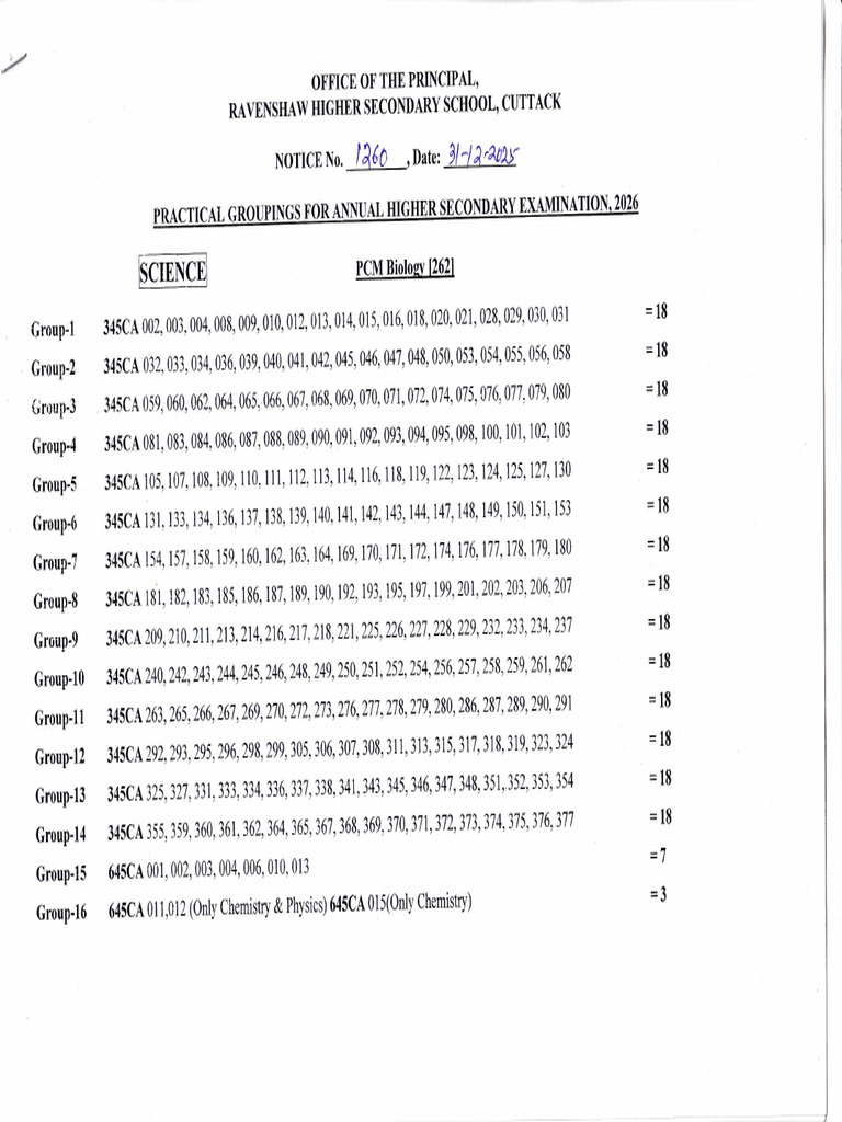 AHSE 2026 Practical Grouping and Schedule | PDF