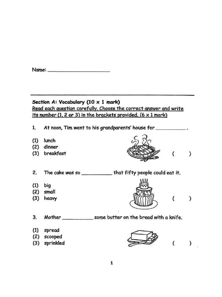 Primary 1 Grammar and Vocabulary I | PDF
