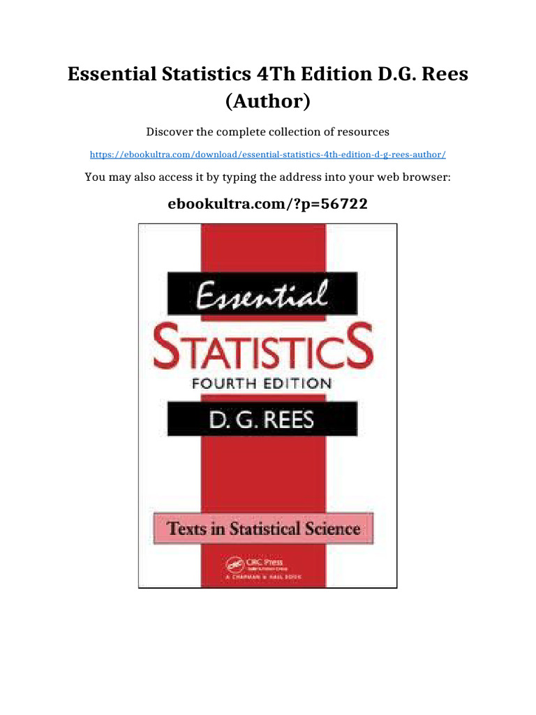 Essential Statistics 4th Edition D.G. Rees (Author) Ready To Read | PDF ...