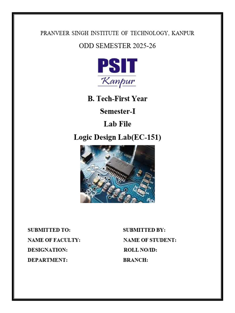 EC151-Logic Design Lab-Std Copy-Lab Manual | PDF | Logic Gate ...