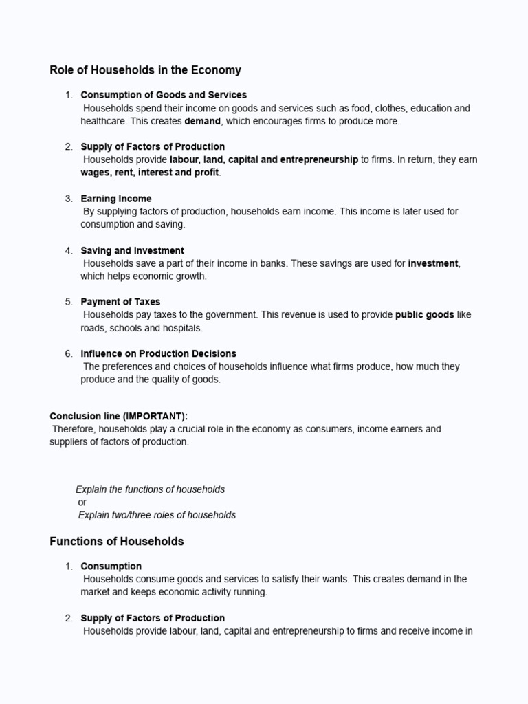Role of Households in The Economy | PDF