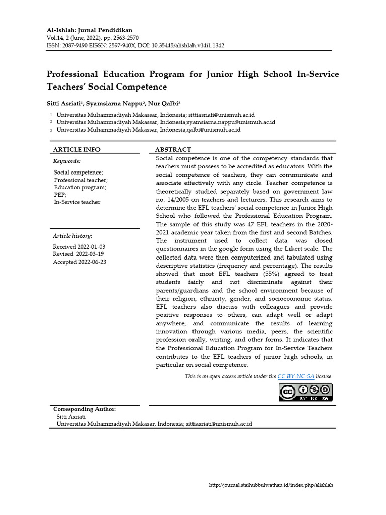 Professional Education Program For Junior High School In-Service | PDF ...