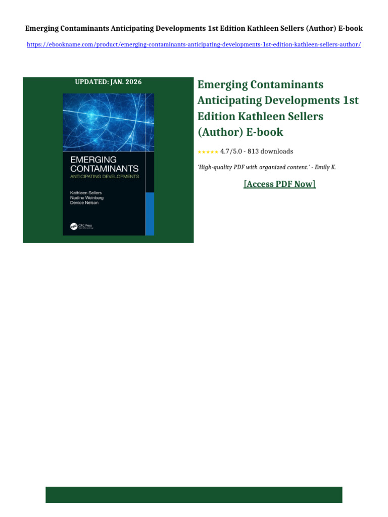 Emerging Contaminants Anticipating Developments 1st Edition Kathleen ...