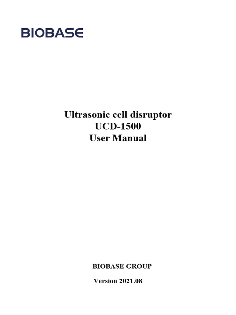 BIOBASE Ultrasonic Cell Disruptor UCD-1500 User Manual 202108 | PDF ...