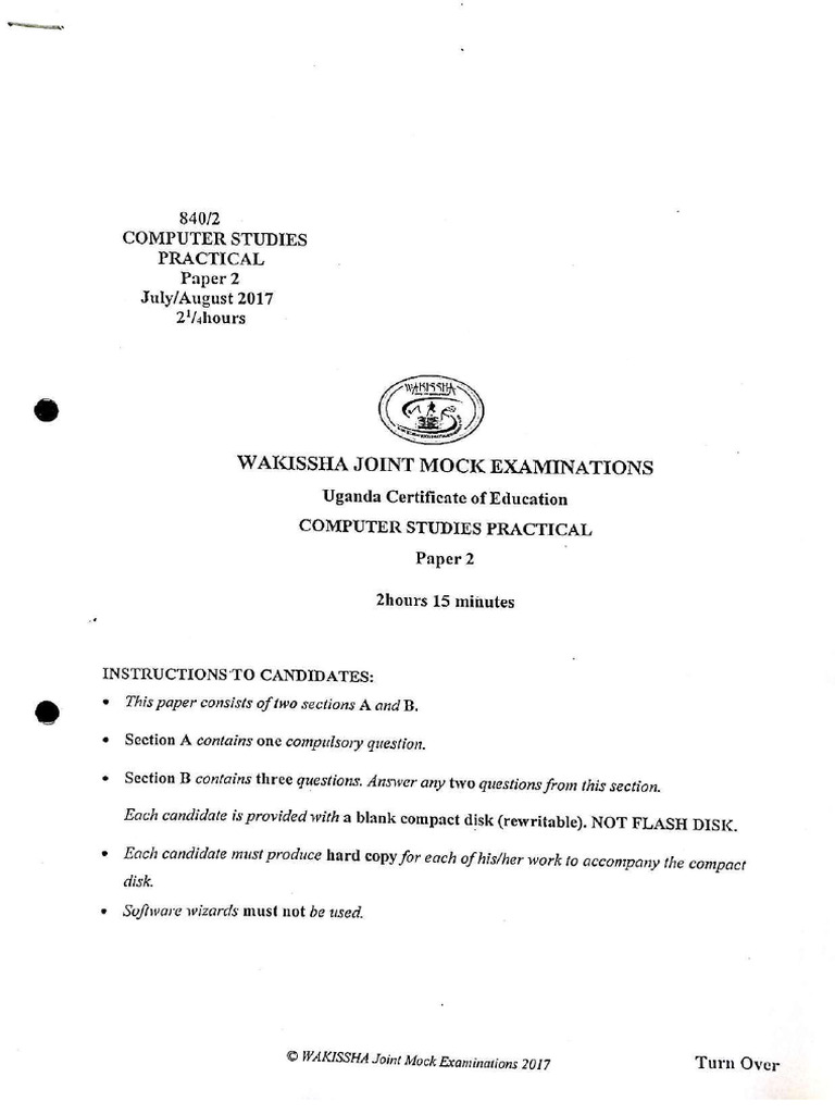 Uce Computer Paper 2 Past Papers | PDF
