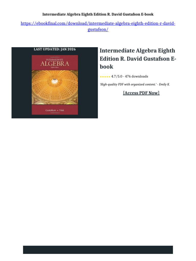 Intermediate Algebra Eighth Edition R. David Gustafson ebook one click ...
