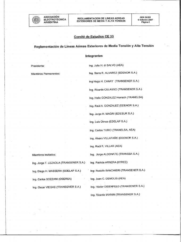 AEA 95301_Reglamento Lineas Aereas Exteriores de MT y AT_2007 | PDF