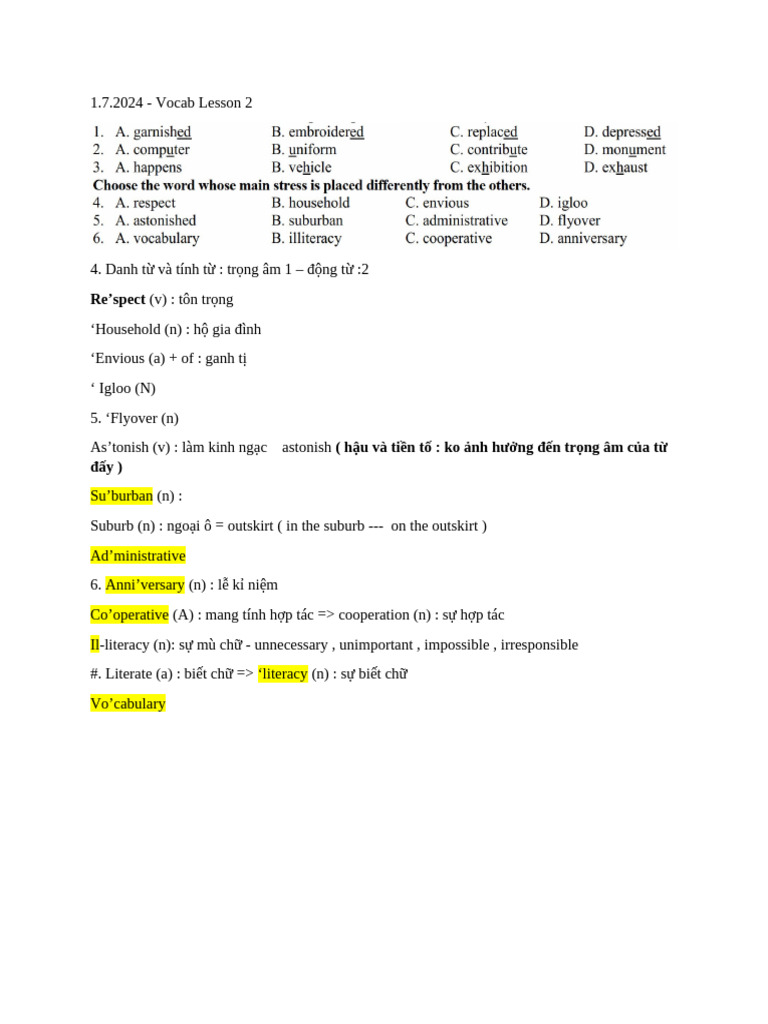 Vocab Lesson 2 | PDF
