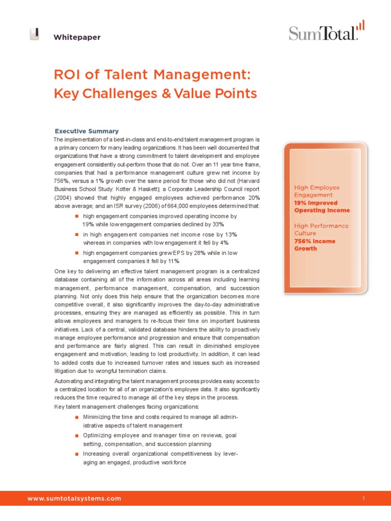 ROI of Talent Management: Key Challenges & Value Points | Download Free ...