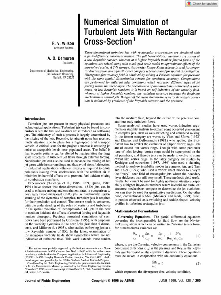 Numerical Simulation of Turbulent Jets With Rectangular Cross-Section ...