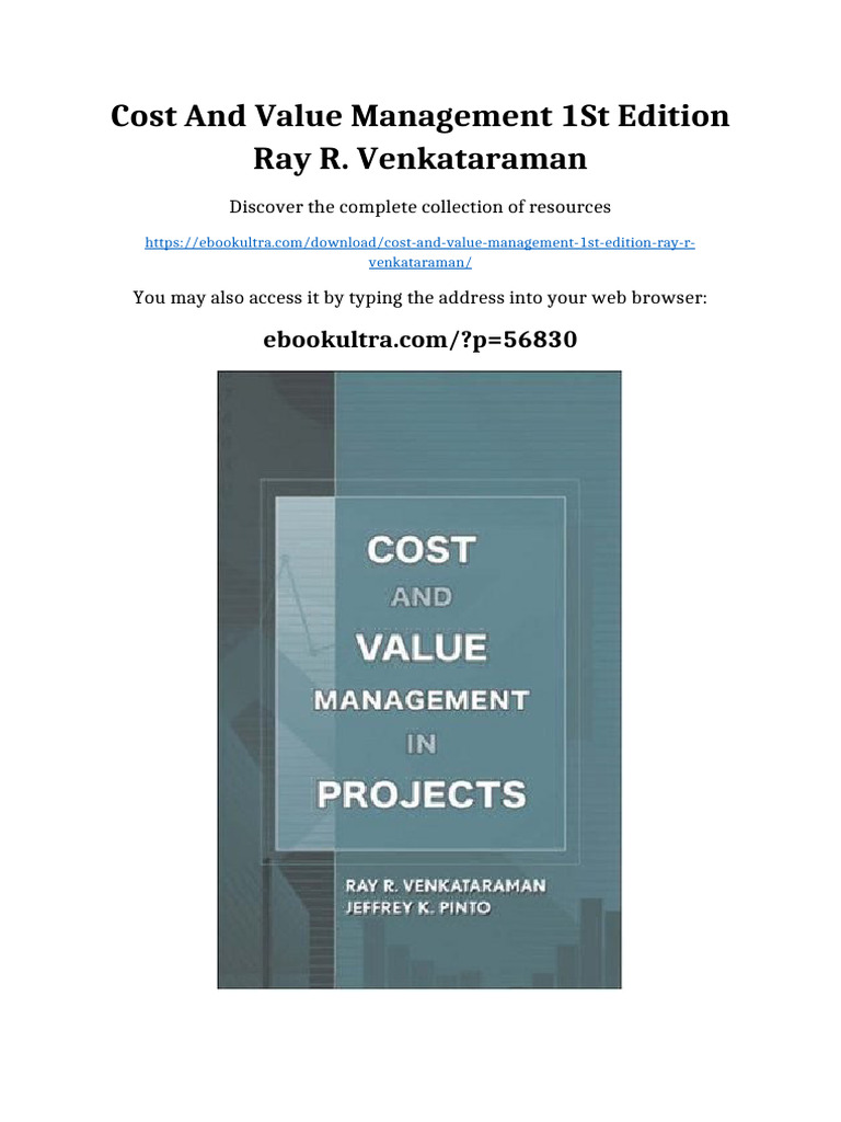Cost and Value Management 1st Edition Ray R. Venkataraman Ready To Read ...