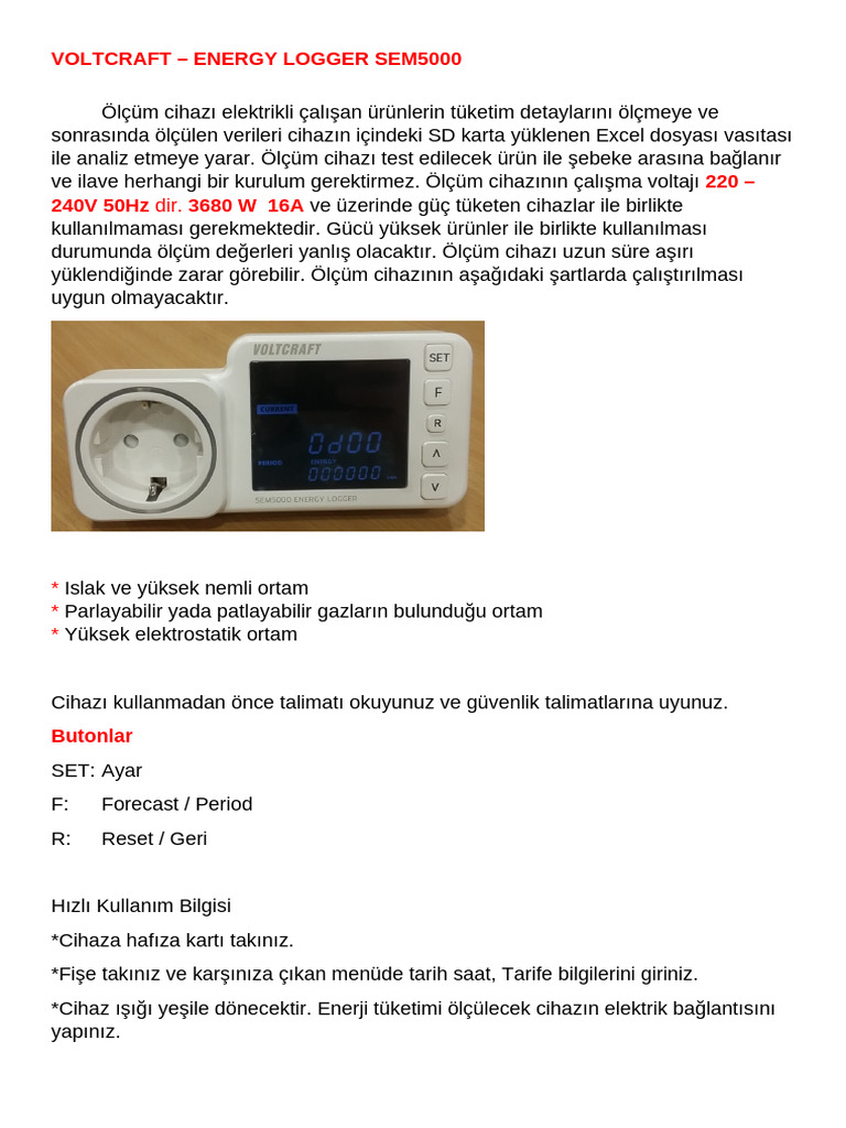 Voltcraft Energy Logger Sem5000 | PDF