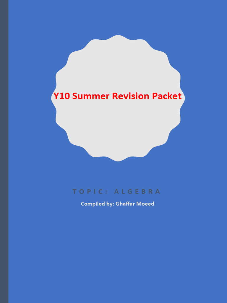 Algebra Revision Pack 3 | PDF | Quadratic Equation | Factorization